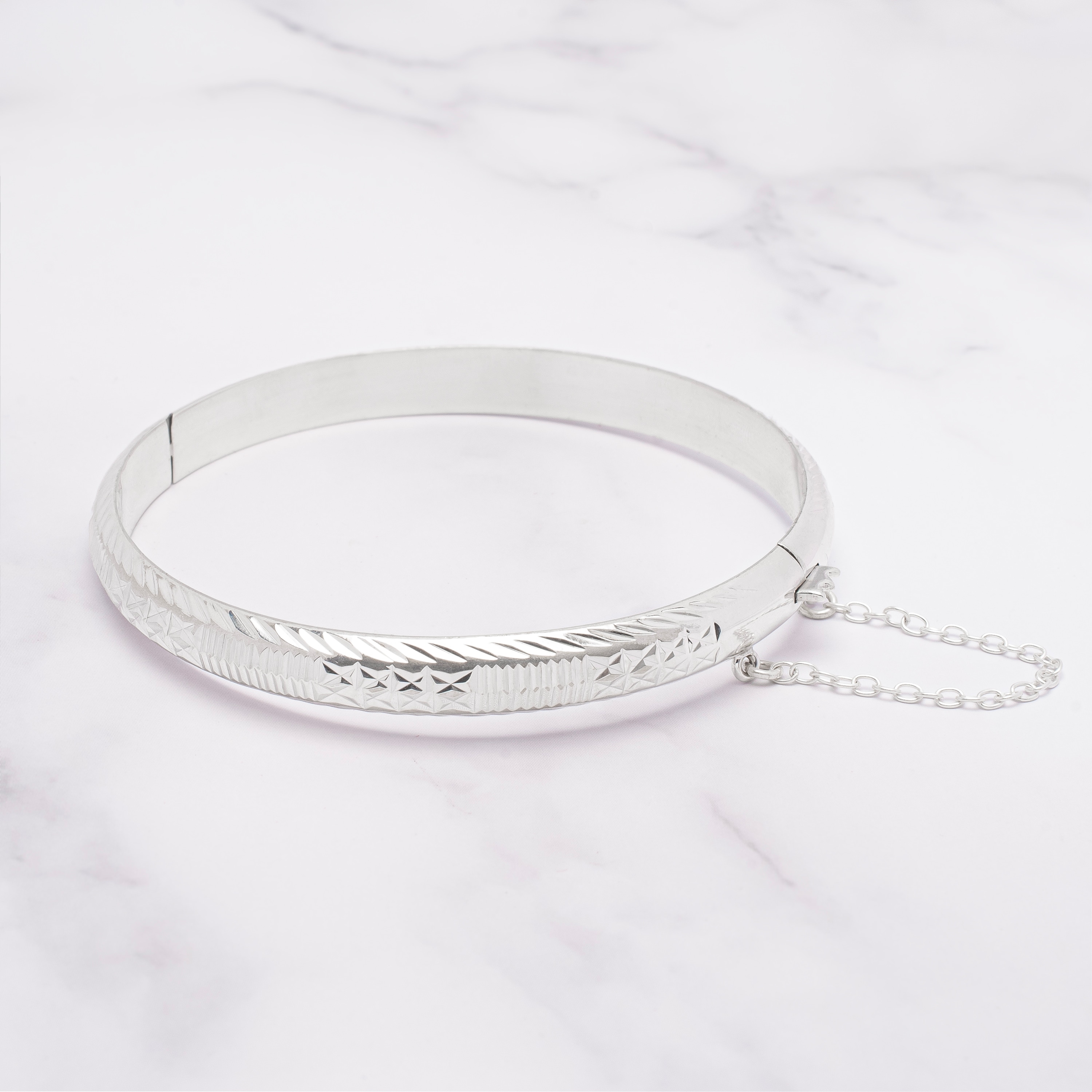 silver diamond cut bangles