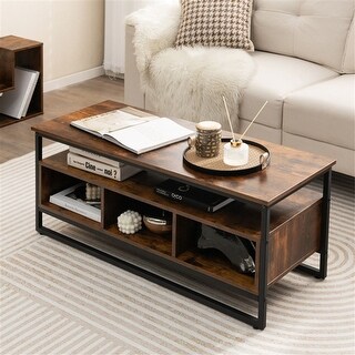 3-Tier Coffee Table with Open Shelf and 3 Storage Cubbies - Bed Bath ...