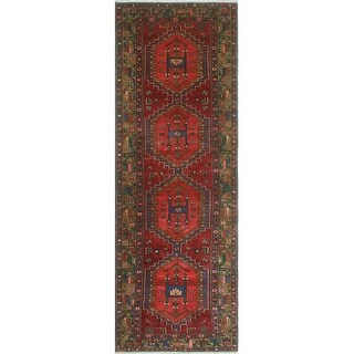 Fine Vintage Distressed Aicha Burgundy/Rust Runner - 10'7" x 3'7" - Bed ...