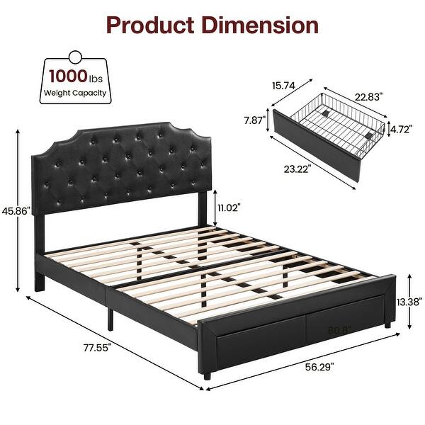 Full Size Bed Frame with 2 Storage Drawers and Headboard - Bed Bath ...