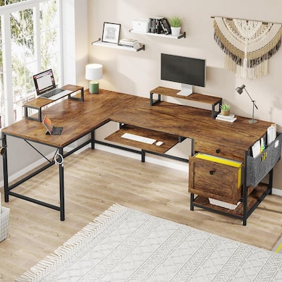 Gaming Desk with LED Light Office Desk Long Computer Desk - Overstock ...