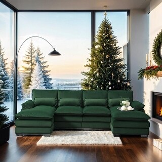 Artsy 110x55" U-Shaped Modular Sofa with Double Chaise Lounge, High ...