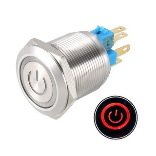 Latching Metal Push Button Switch 22mm Mounting 1NO 1NC 24V Red LED ...