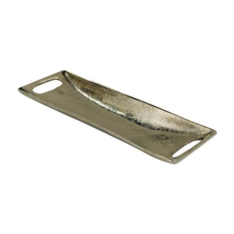 Rectangular Metal Tray with Cut Out Handles, Small, Set of 2, Silver ...