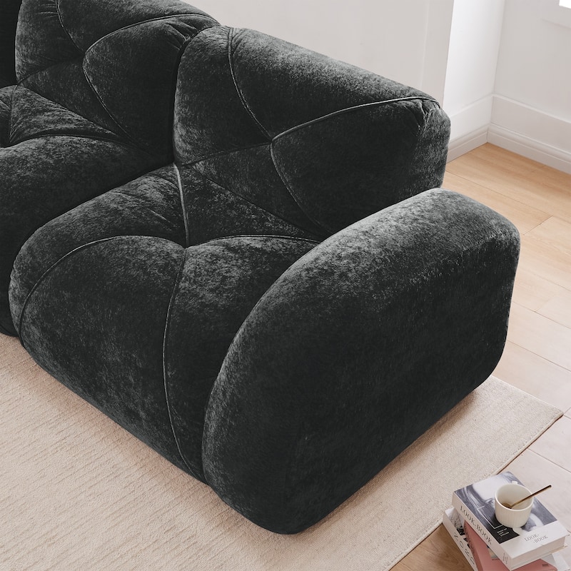 GDFStudio - 3-Seater 110" Velvet Modular Sectional Sofa with 32D Sponge ...