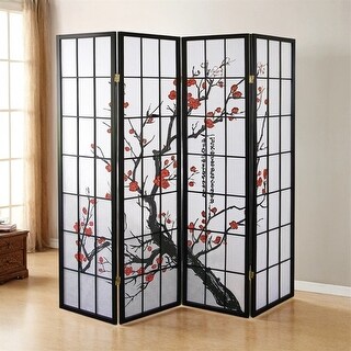 4-Panel Screen Room Divider,Plum Blossom - Bed Bath & Beyond - 40866631