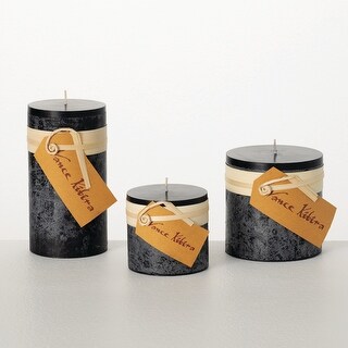 3", 4" & 6" Vance Kitira Black Timber Candle Set of 3 - Bed Bath ...