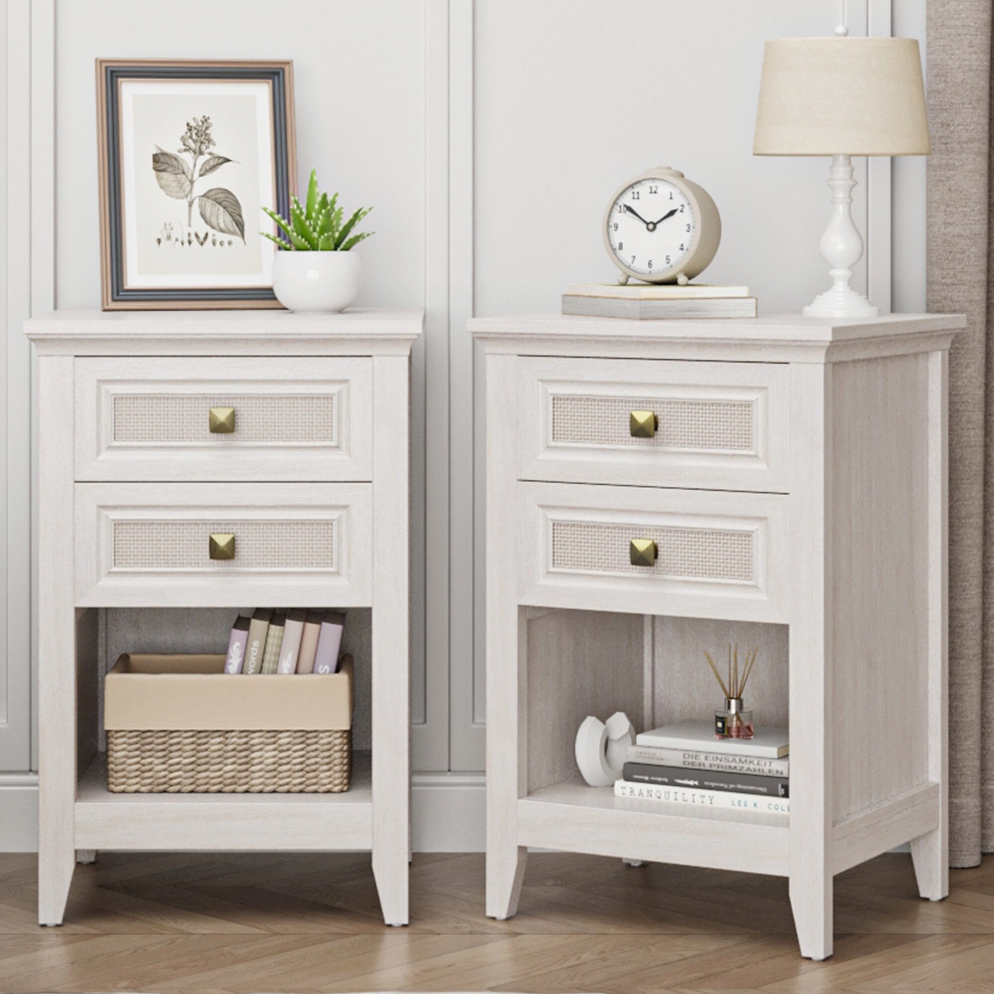 Nightstand set of 2 with drawers store