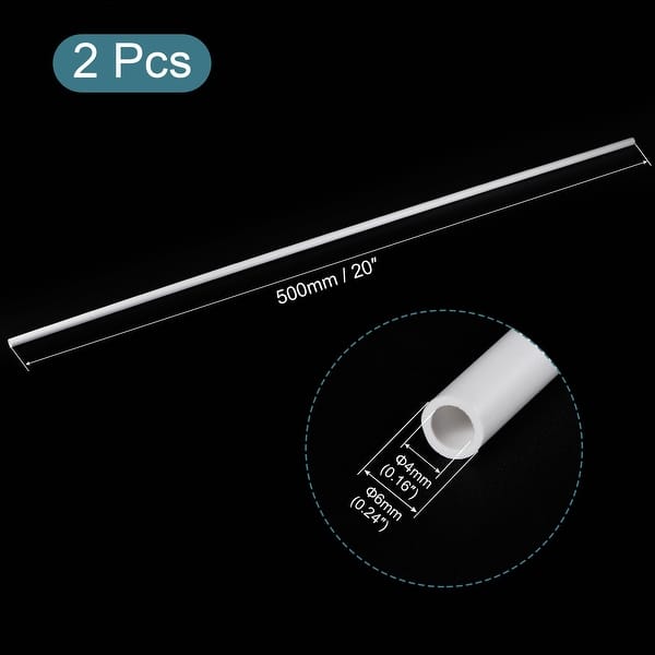 PVC Pipe Round Rigid Plastic Tube 4mm ID 6mm OD 500mm White 2 Pack ...