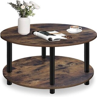 Small Round Coffee Table for Small Space - 23.5"D x 23.5"W x 18.1"H ...