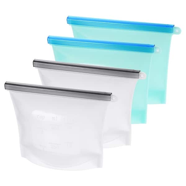 Reusable Silicone Food Fresh Bag Seal Storage Container 4PCS - 19 cm x ...