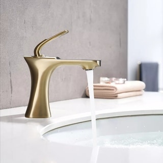 Luxury Brushed Gold Single Hole Bathroom Faucet for Sink 1 Handle - On ...