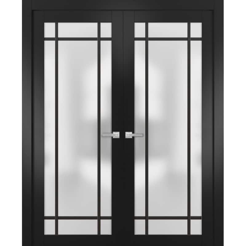 Solid French Double Doors 36 x 80 Planum 2122 Matte Black - Overstock ...