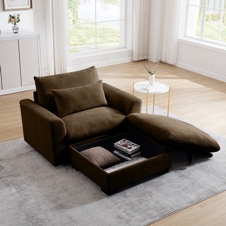 Modular Single Sofa Couch Accent Chair With Storage Ottoman for Living ...