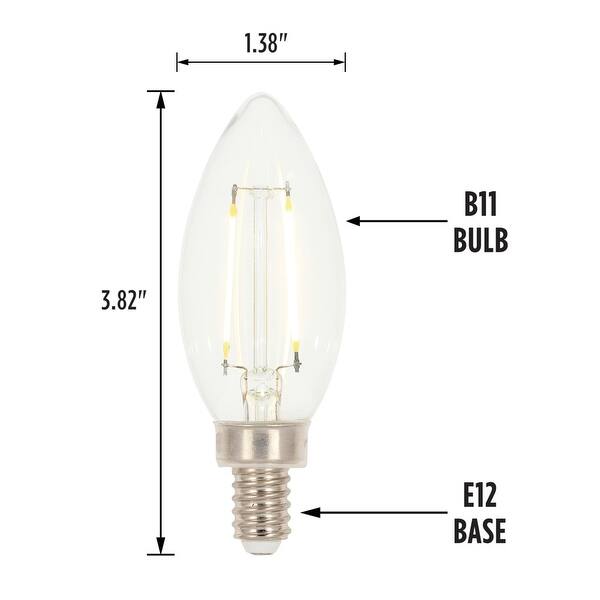 Westinghouse Lighting 2 Watt (25 Watt Equivalent) Clear B11 Dimmable ...