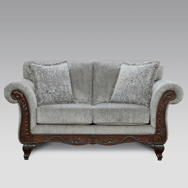 Roundhill Furniture Hernen Carved Wood Frame Loveseat On Sale Bed Bath Beyond 33393457