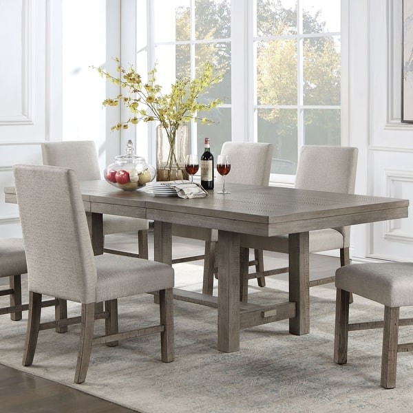 Jusk Rustic Grey 84-inch Wood Expandable Dining Table with Leaf by ...
