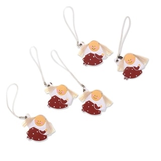 Novica Handmade Little Red Angels Wood Ornaments (Set Of 5) - 0.2" D ...