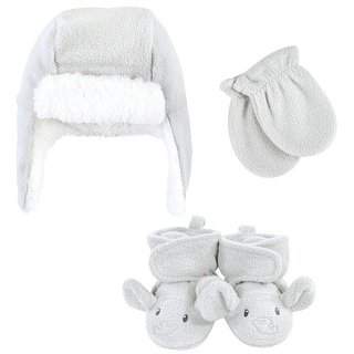 Hudson Baby Unisex Baby Trapper Hat, Mitten and Bootie Set, Gray ...