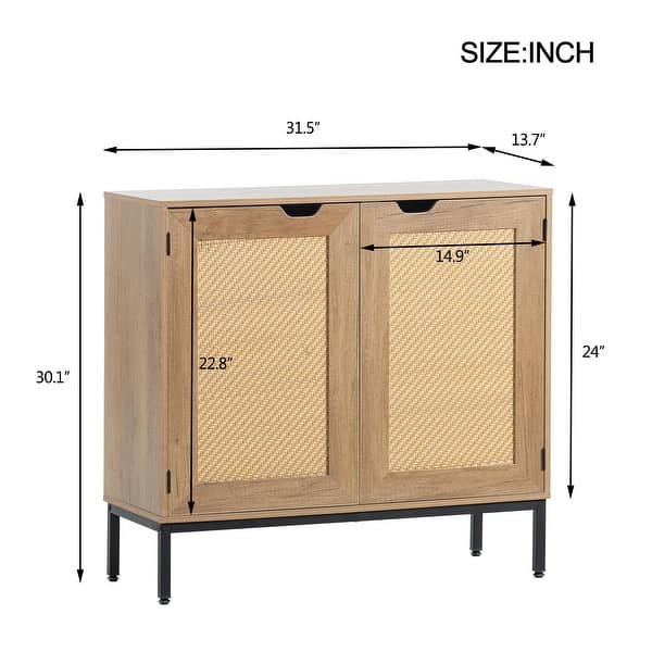 Country style storage cabinet with 2 rattan doors - Bed Bath & Beyond ...
