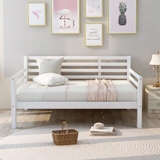 Full Size Daybed Frame, Wooden Full Day Bed with Wood Slat Support ...