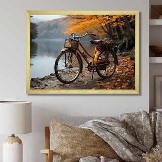 Designart "Amber Adventure Bicycle" Bicycle Framed Canvas Wall Art ...