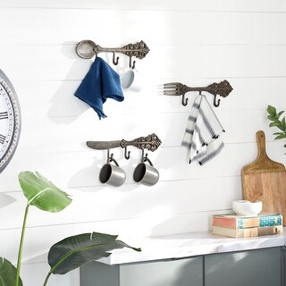 Bronze Iron Industrial Wall Hook (Set of 3) - 15 x 2 x 5 - Bed Bath ...