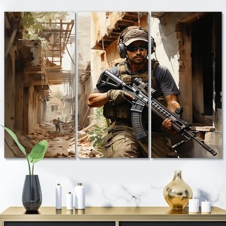 Designart "Us Military In Mission III" Army Wall Decor Set - Bed Bath ...