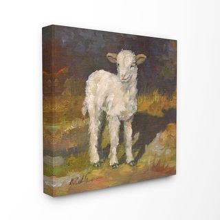 Stupell Soft and Sweet Baby Lamb and Shadow Oil Painting Canvas Wall ...