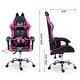 Cute Gaming Chair with Cat Paw Lumbar Cushion and Cat Ears, Ergonomic ...