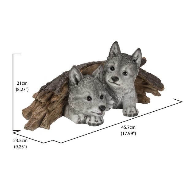 Gray Wolf Cubs Hiding Under Log Statue - Bed Bath & Beyond - 33306941
