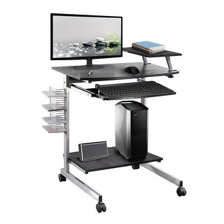 Mobile Compact Computer Cart Desk with Keyboard Tray - Bed Bath ...