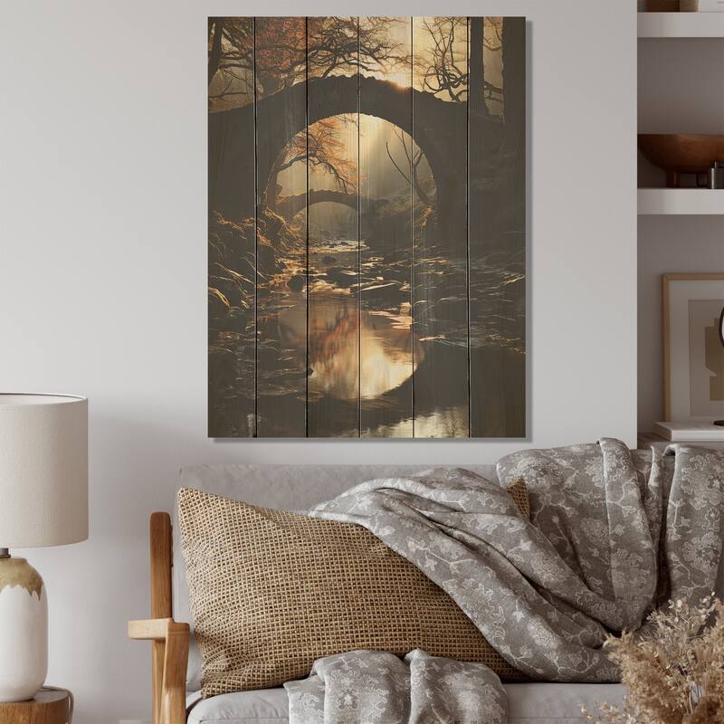DESIGN ART "Bridge To Nowhere Scenery I" Bridges Wood Wall Decor ...