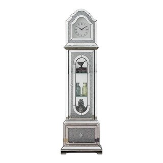 Grandfather Clock with 1 Storage Cabinet and Faux Diamonds, Silver ...