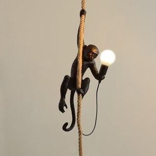 Vintage Resin Hemp Rope Monkey Pendant Light Fixture Chandelier ...