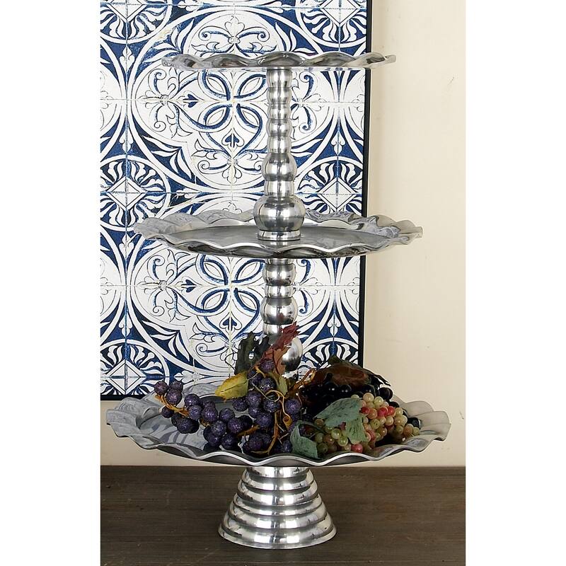 Silver Aluminum Metal 3 Level Tiered Server - Overstock - 21181111