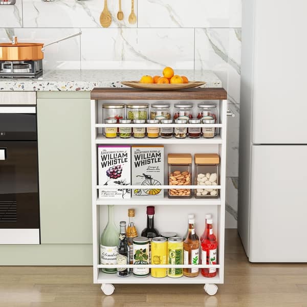 Slim Storage Cart, Rolling Narrow Kitchen Cart on Wheels - N/A - On ...