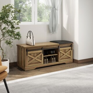 Classic Entryway Bench, Wooden Bench, Modern Farmhouse Sliding X Barn ...