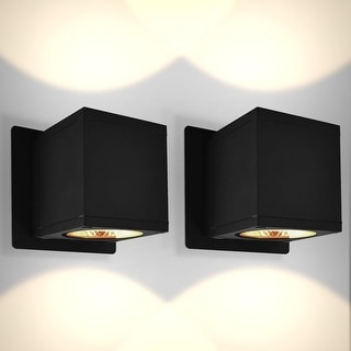 Luxrite Outdoor LED Cube Wall Light, Up Down Wall Sconce, 3CCT 3000K ...