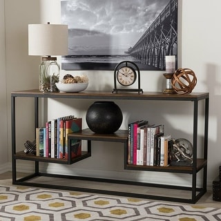 Console Table in Antique Black and Weathered Oak - 54 x 84 - Bed Bath ...