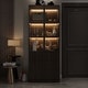 Modular Wood Finish Display Cabinet LED Light Kitchen Living Storage ...