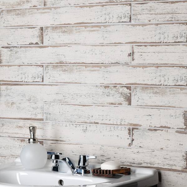 Merola Tile Retro Blanc 2.75" x 23.5" Porcelain Floor and Wall Tile ...