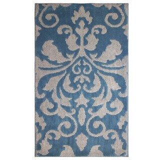 Jean Pierre Cut and Loop Rox Blue Lagoon/Grey Textured Decorative ...