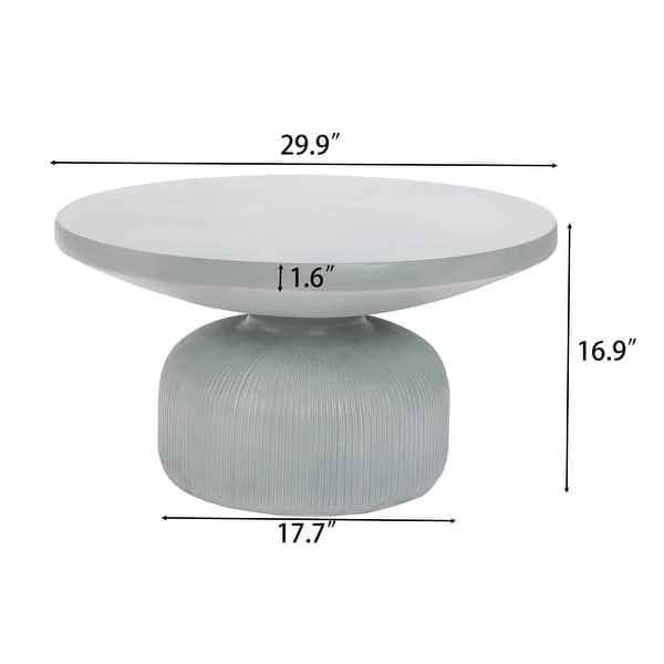Light Grey MgO Indoor and Outdoor Round Coffee Table - Bed Bath ...
