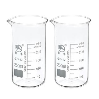 2pcs 250ml Tall Form Glass Beaker 3.3 Borosilicate Lab Measuring Cups ...