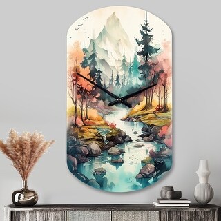 Designart - Colored Mountains And River III - Mountains River Wall ...
