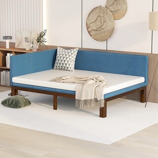Full Size Linen Upholstered Daybed Sofa Bed Frame with Mattress - Bed ...