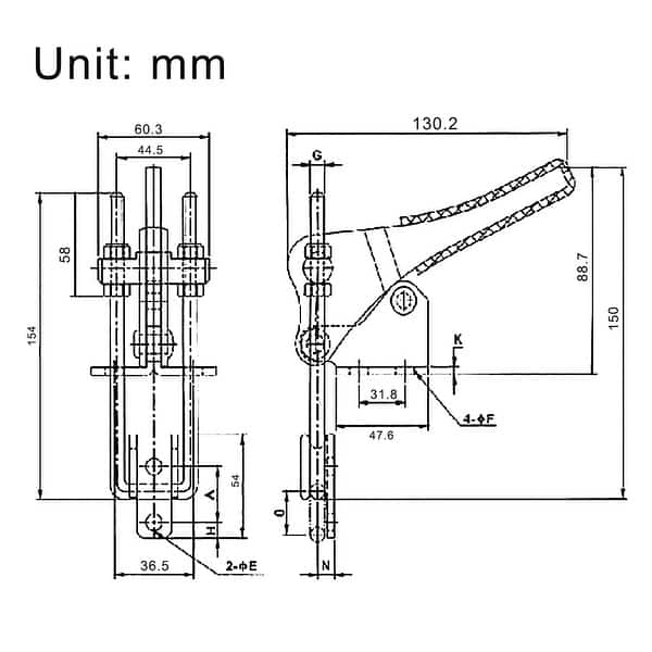 Pull Button Quick-Release Lever Latch Type Toggle Clamp 1984 lbs ...