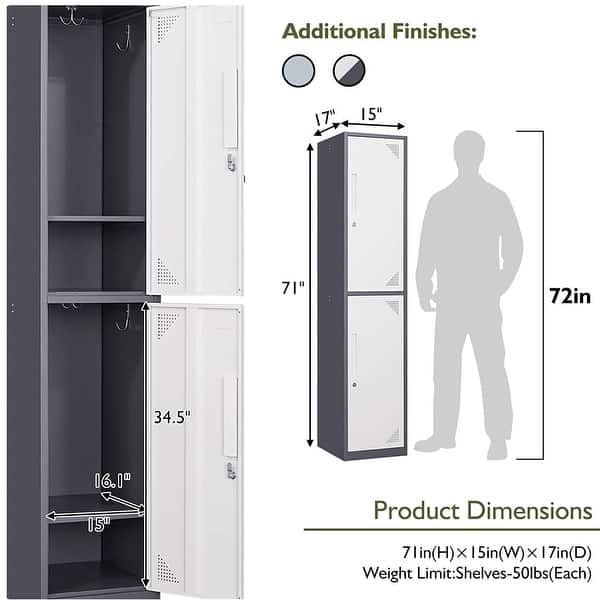 Metal Lockers for Employees - 71" Storage Locker Cabinet Large Employee ...