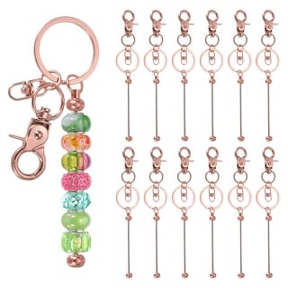 12 Pcs Beadable Keychain, Keychain Making Supplies, Blank Bead Metal ...